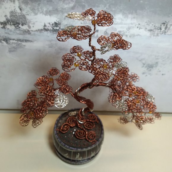 Hand Crafted | Art | Copper Silver Bonsai Wire Tree Tree Of Life Joshua ...